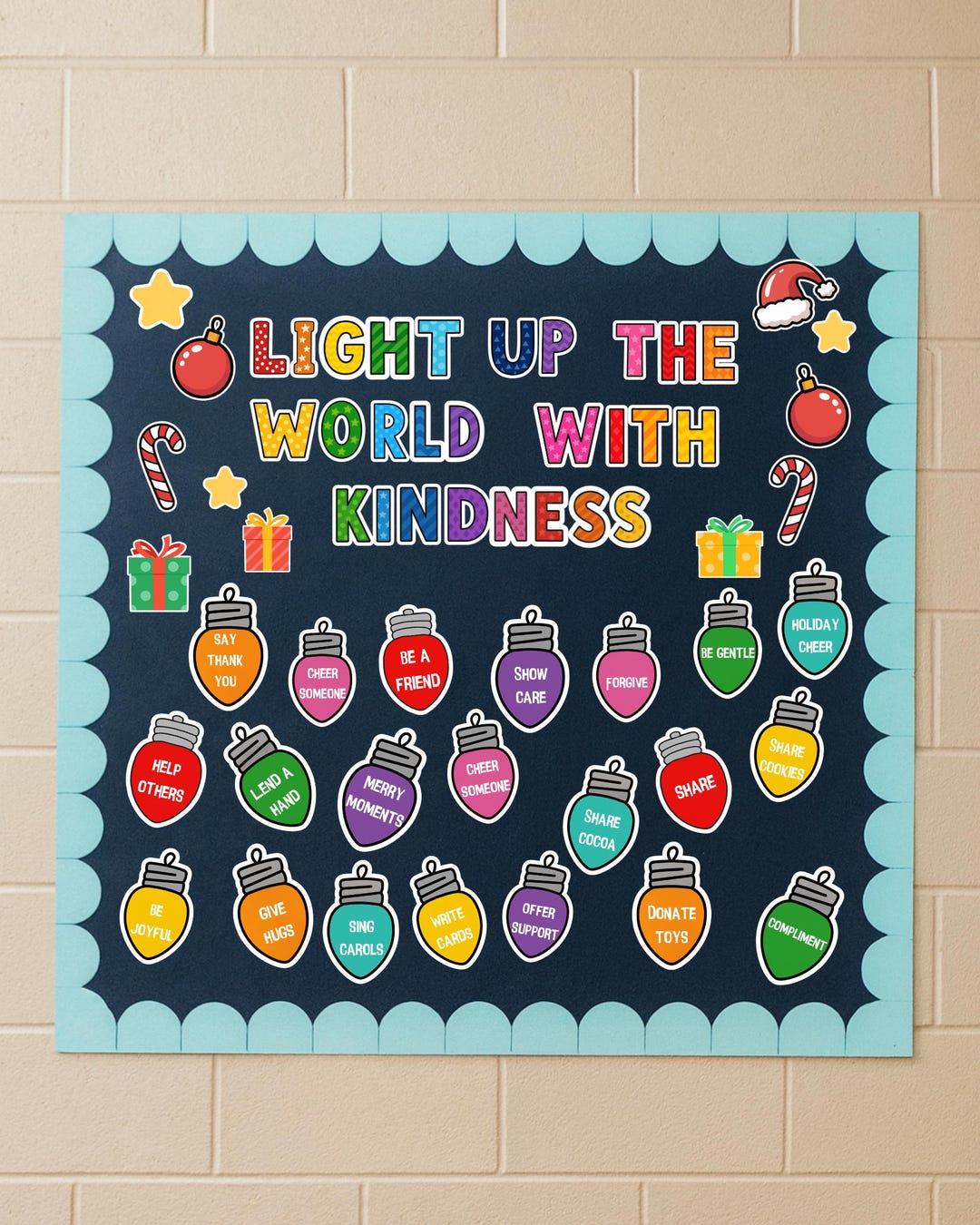 Kindness Christmas Bulletin Board | Light up the World | Classroom ...