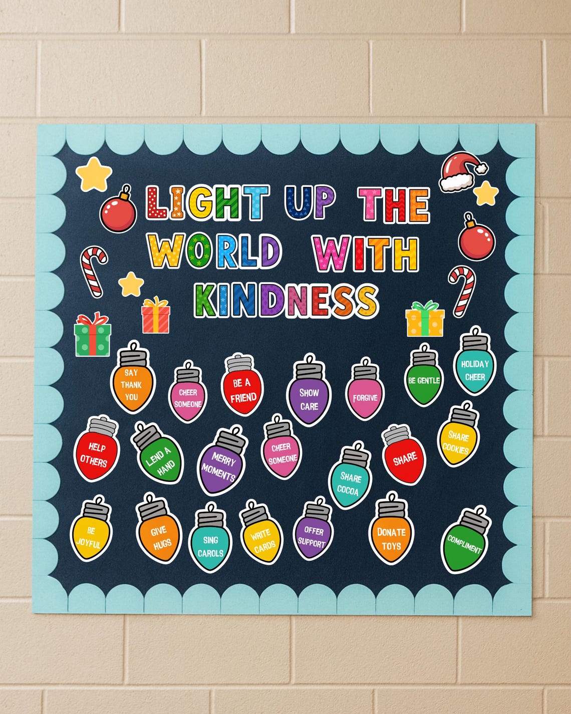 Kindness Christmas Bulletin Board | Light up the World | Classroom ...