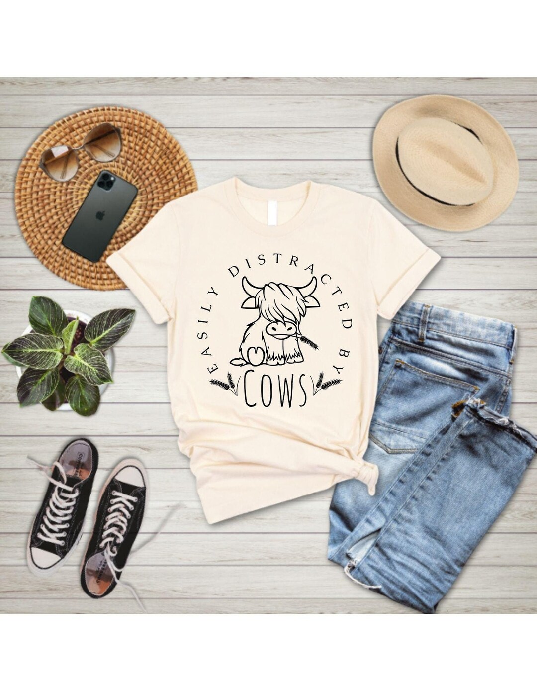 Easily Distracted by Cows Shirt, Cow Lover Shirt, Funny Cow Shirt, Farm ...