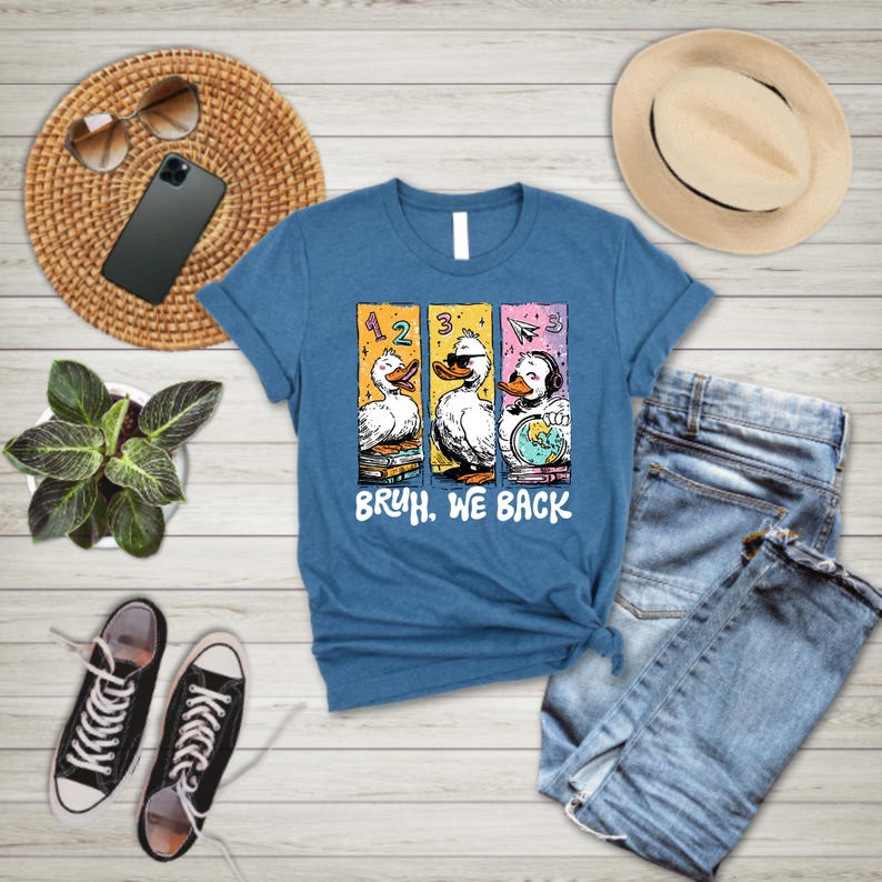 Bruh We Back Shirt, Funny Duck Graphic Shirt for Women, Retro Cartoon ...
