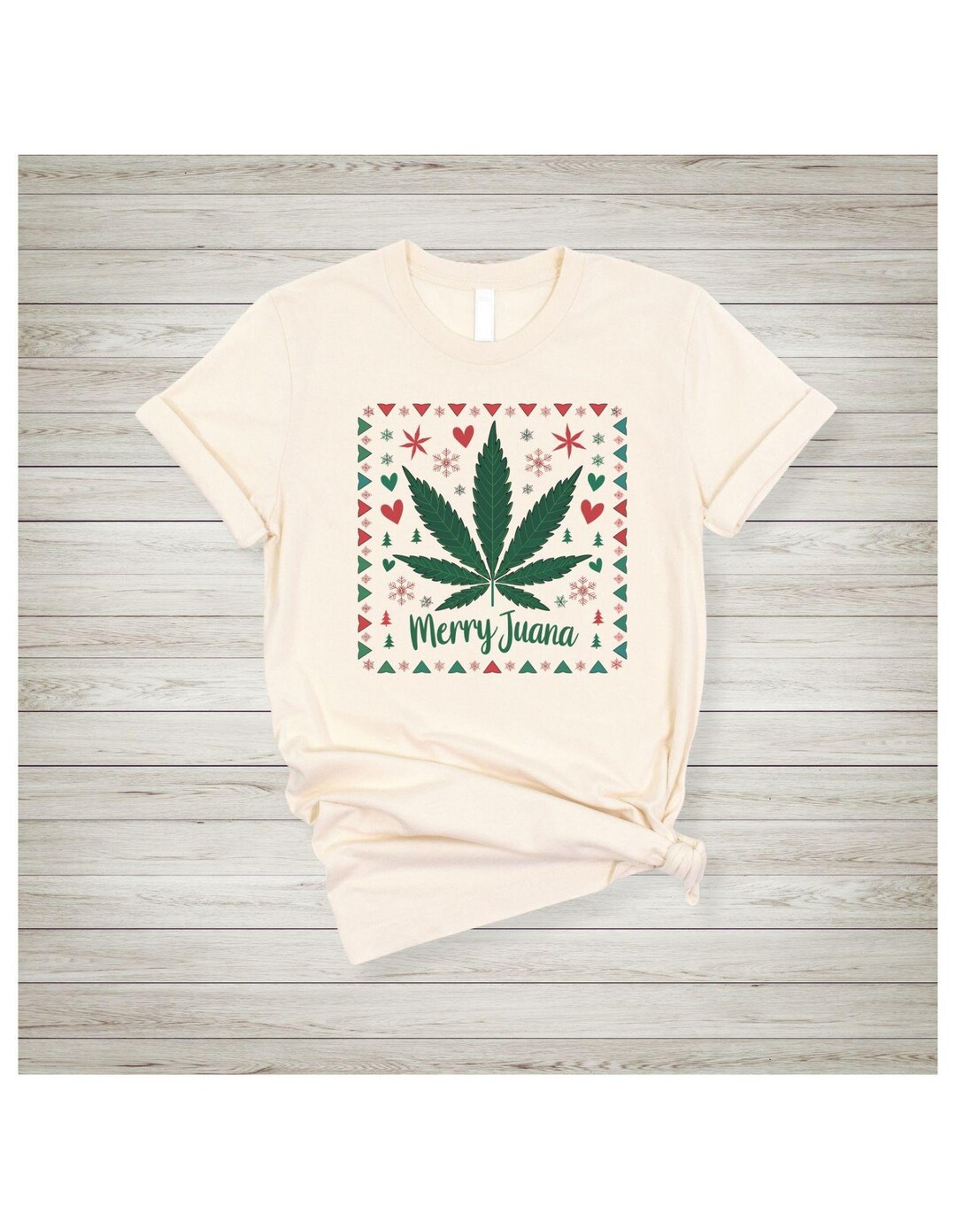 Merry Juana Shirt, Funny Christmas Weed T-shirt, Cannabis Leaf Xmas ...