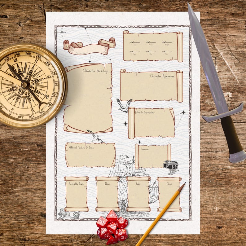 Pirate Theme D&D 5e Character Sheet (PDF) - Etsy