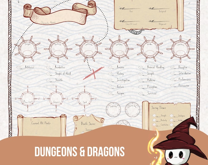 Printable Dungeons and Dragons Ocean Themed Character Sheet - Etsy Canada