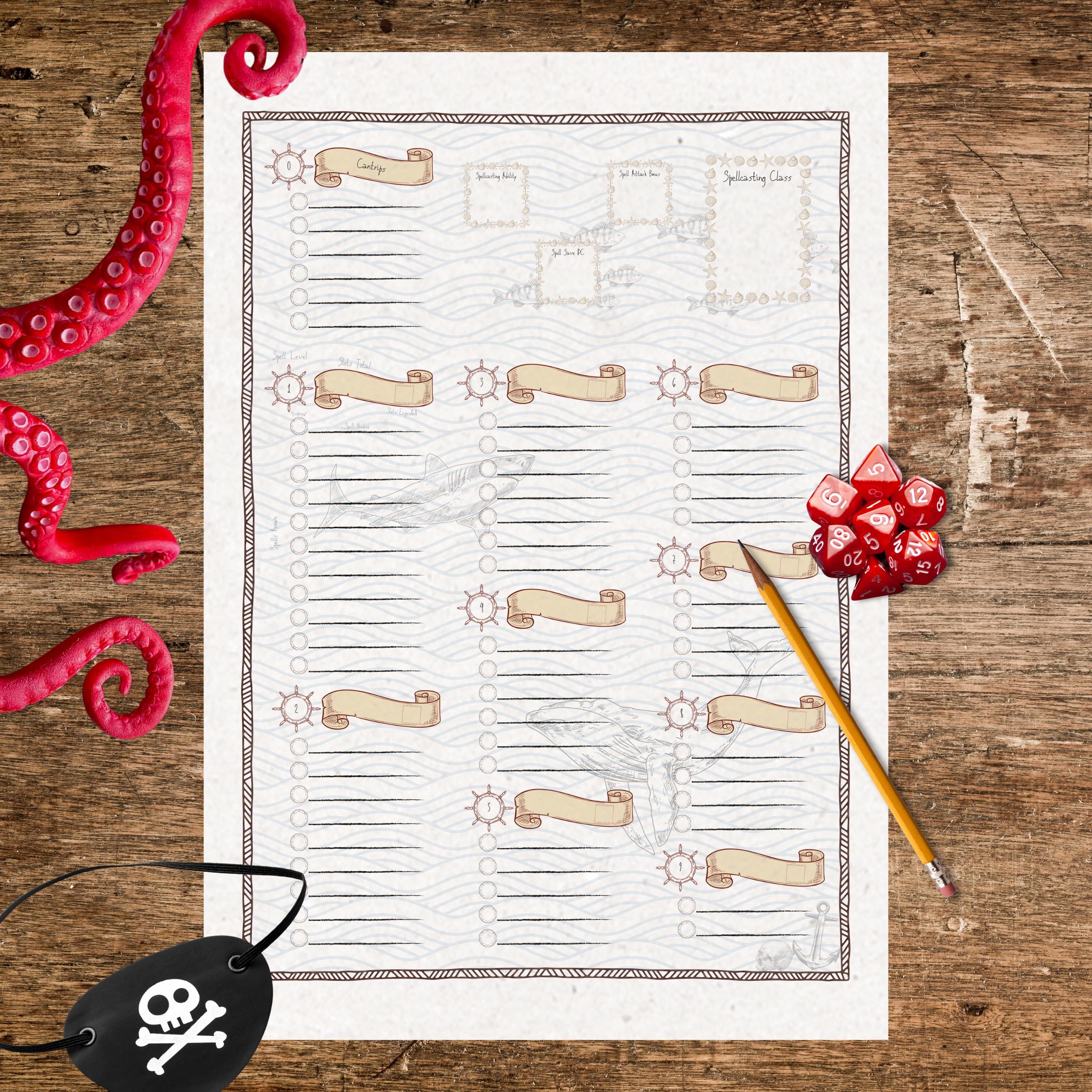 Pirate Theme D&D 5e Character Sheet (PDF) - Etsy