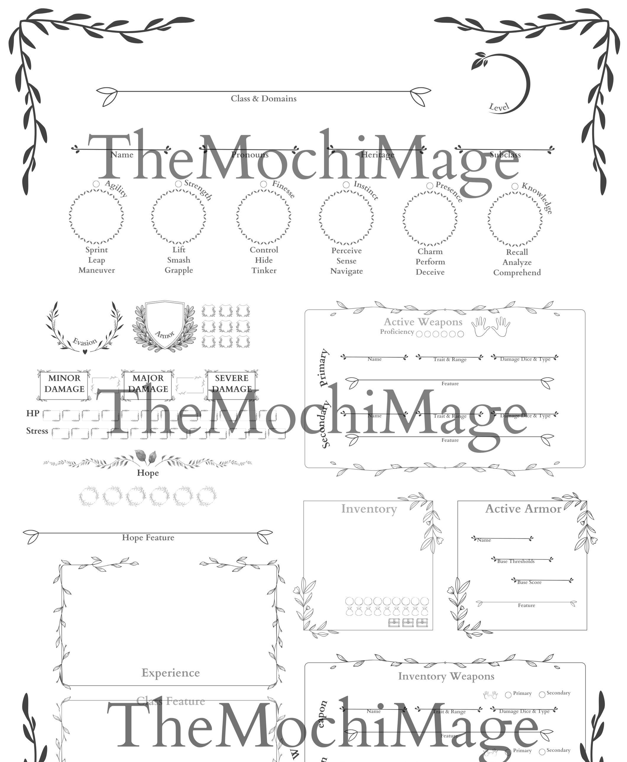 Daggerheart Character Sheet: Verdant Paths Theme (PDF) - Etsy