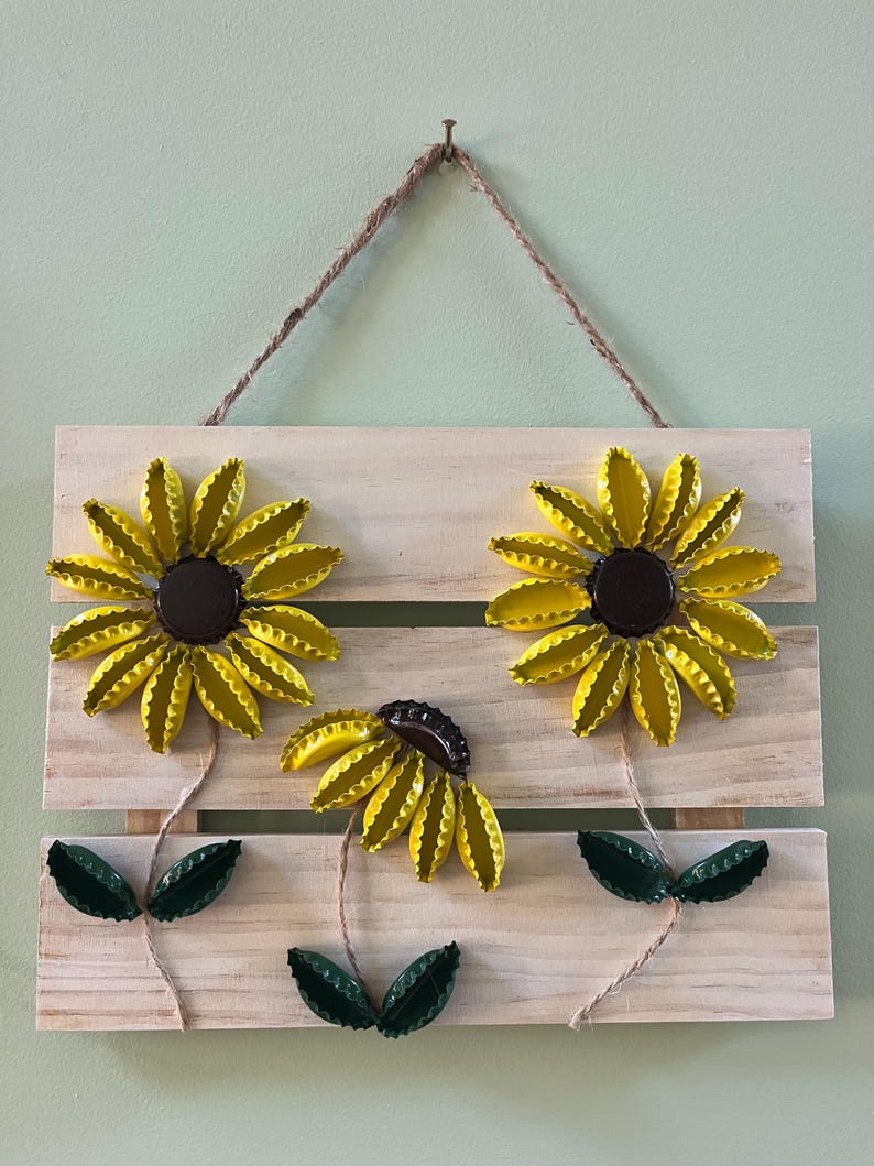 Sunflower Bottle Cap Wall Hanging - Etsy