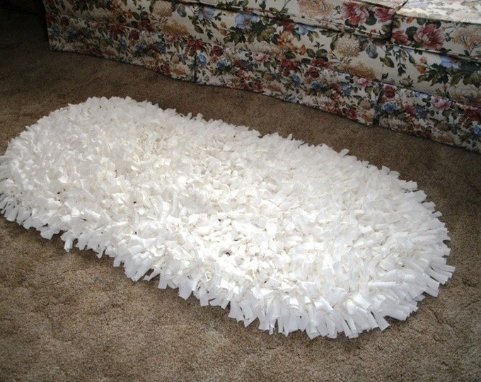 Rag Rug Oblong White Shag Rug - Etsy