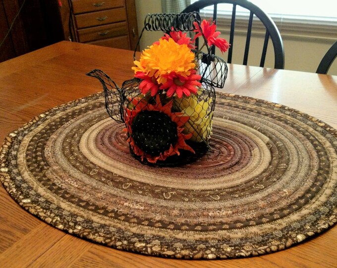 Oval Fall Table Mat, Jelly Roll Rug, Fall Table Topper, Shades of Brown ...