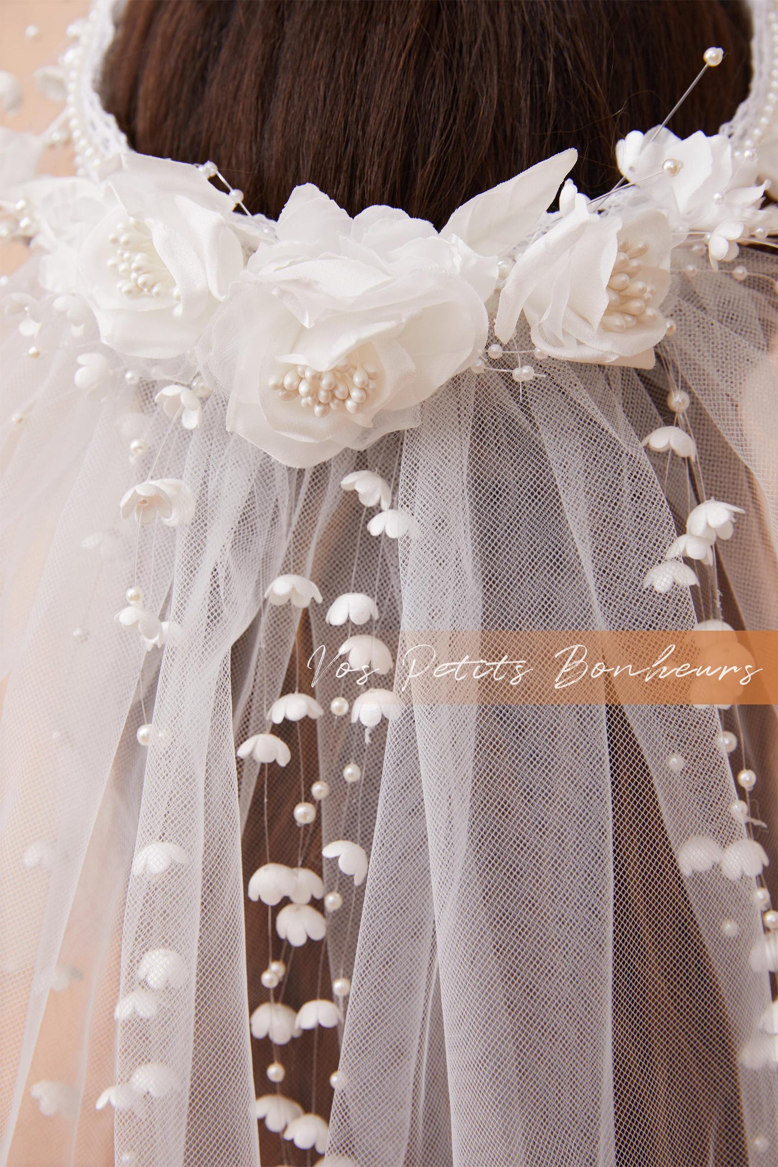 Ivory Lily of the Valley Flowers Headband Veil for Women and Girls ...