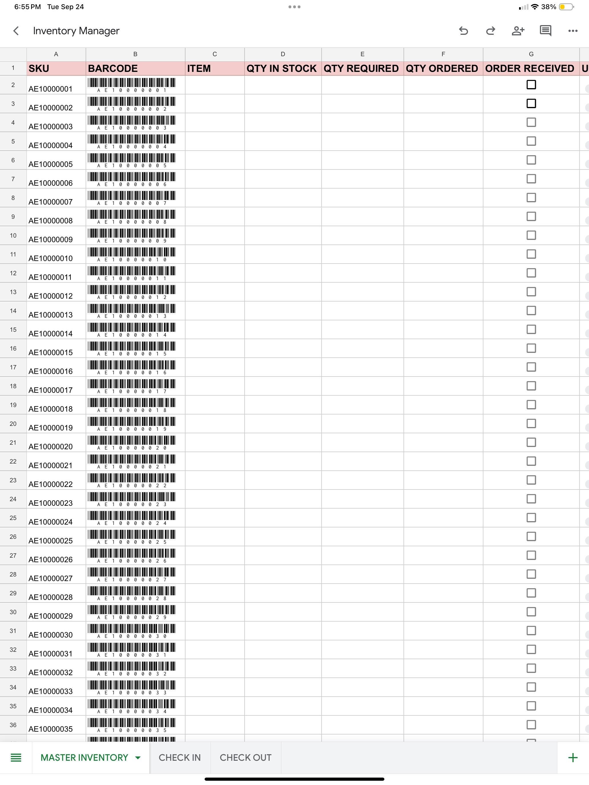 Inventory Spreadsheet With Scannable Barcodes, Profit & Profit Margin ...