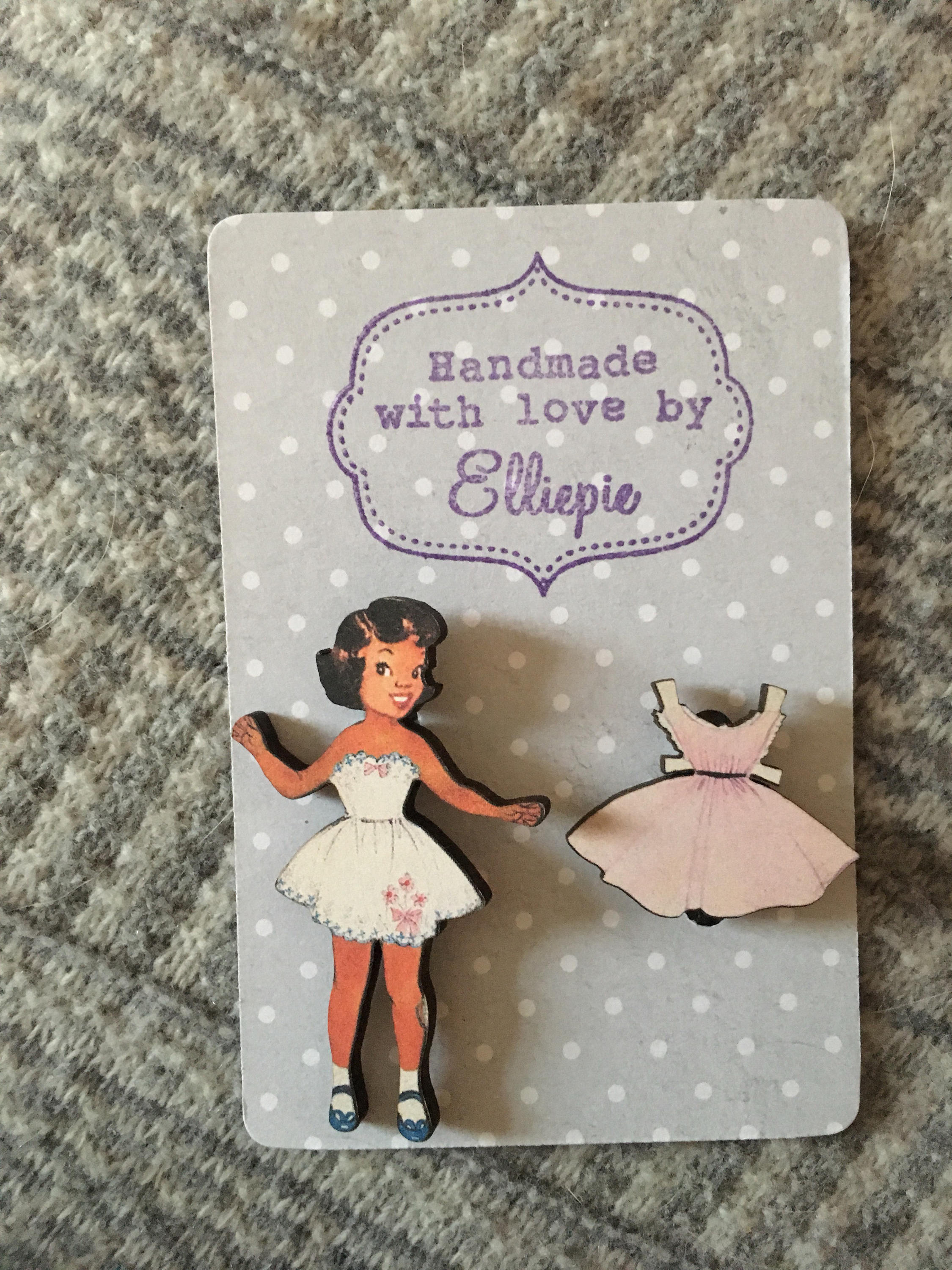 Paper Doll Style Brooch - Etsy