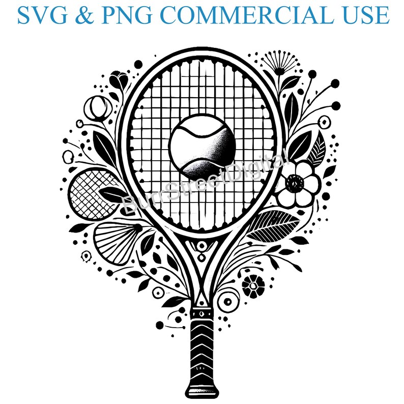 Tennis Racket SVG & PNG Digital Files, Vector Graphic Design Print ...