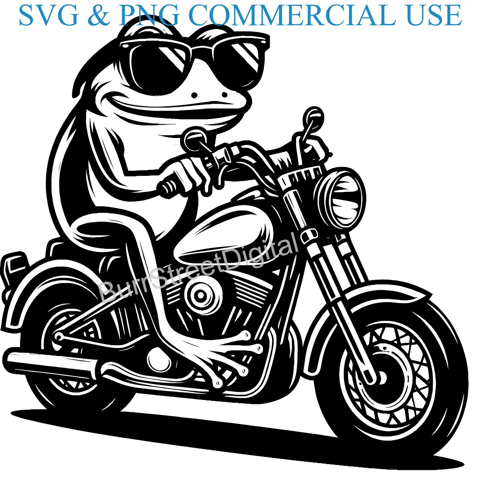 Frog on a Motorcycle SVG & PNG Digital Files, Vector Graphic Design ...