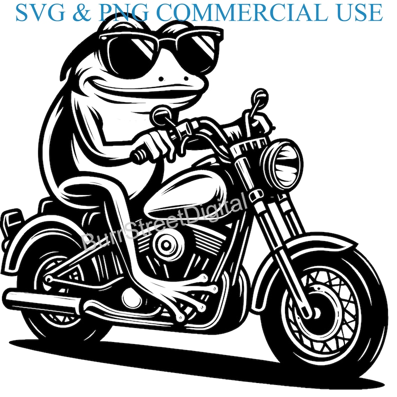 Frog on a Motorcycle SVG & PNG Digital Files, Vector Graphic Design ...