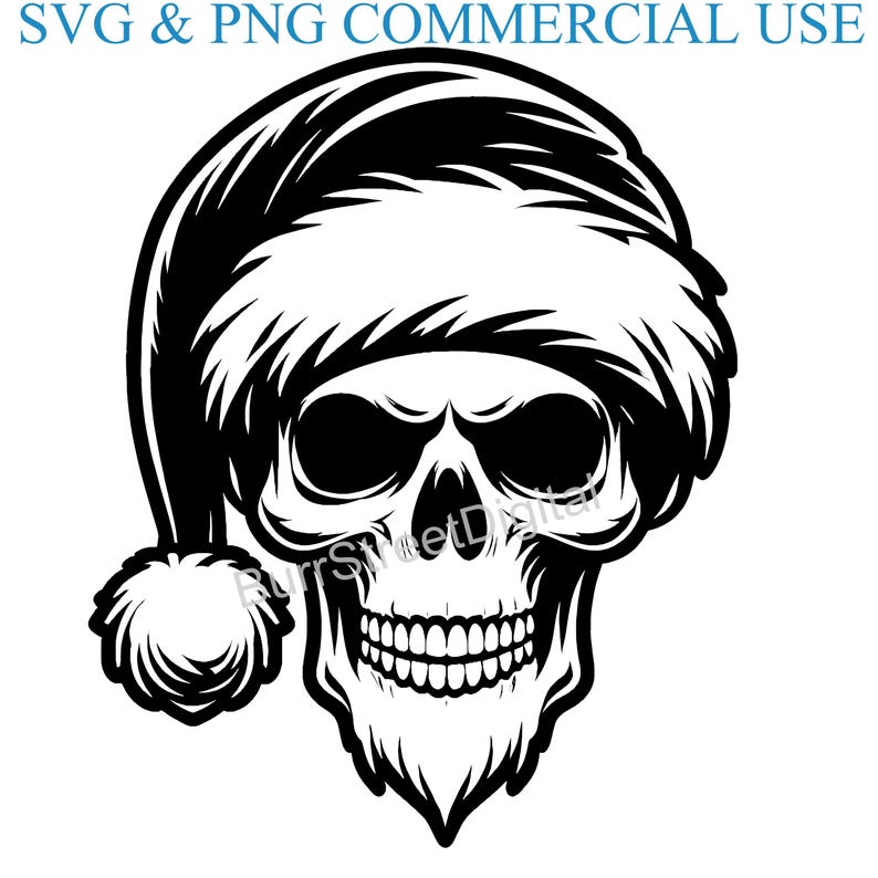 Santa Skull SVG & PNG Digital Files, Vector Graphic Design Print Laser ...