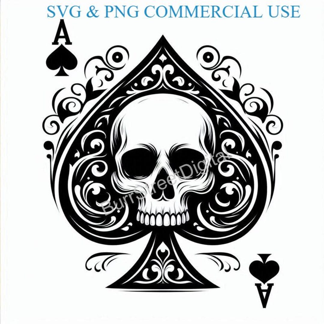 Ace of Spades Skull SVG & PNG Digital Files, Vector Graphic Design ...