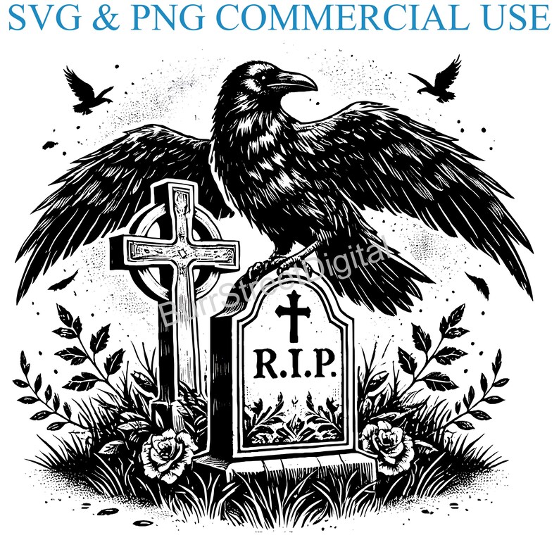 Raven SVG & PNG Digital Files, Vector Graphic Design Print Laser ...