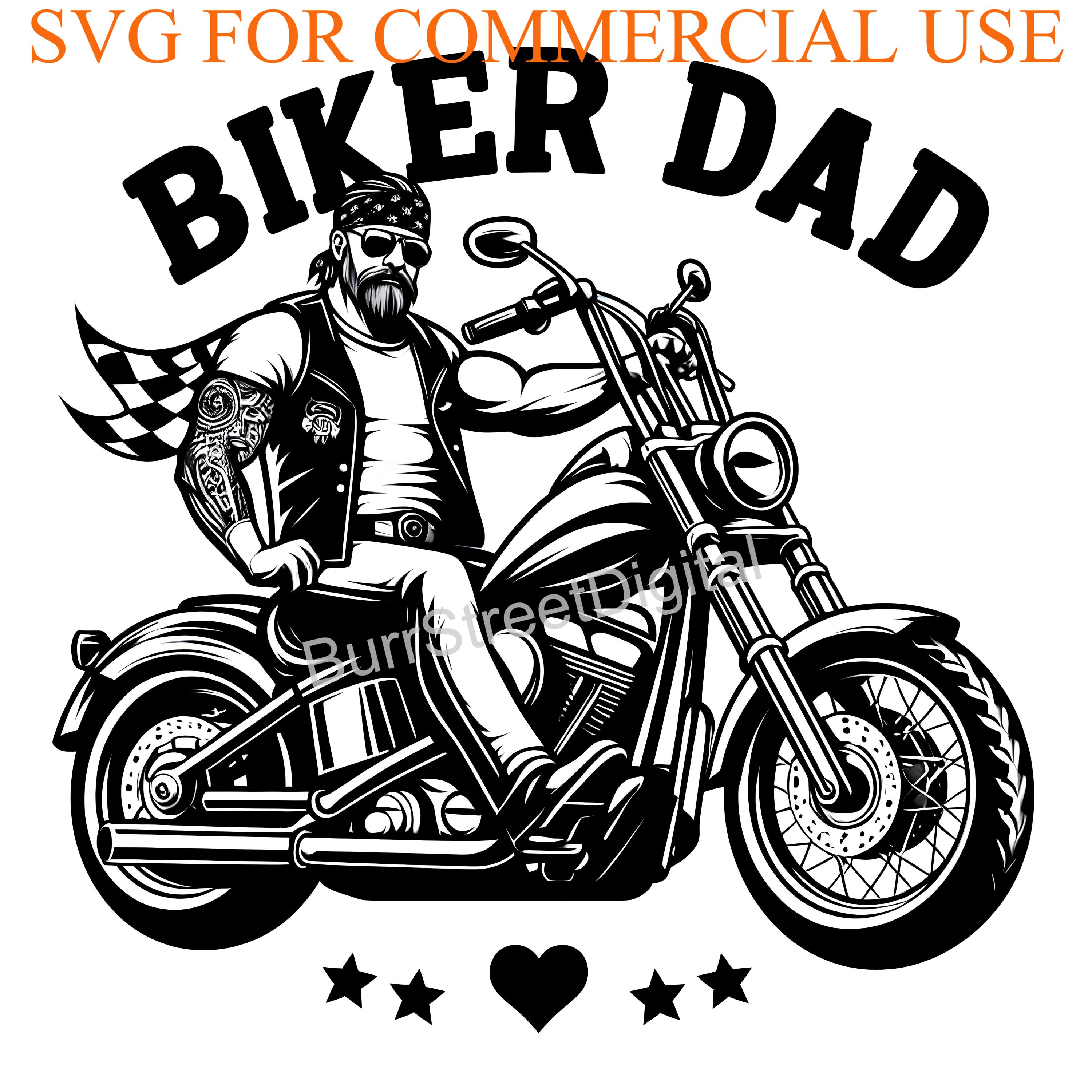 Biker Dad Motorcycle SVG Digital File, Vector Graphic Design Print Laser Engrave Files, Instant ...