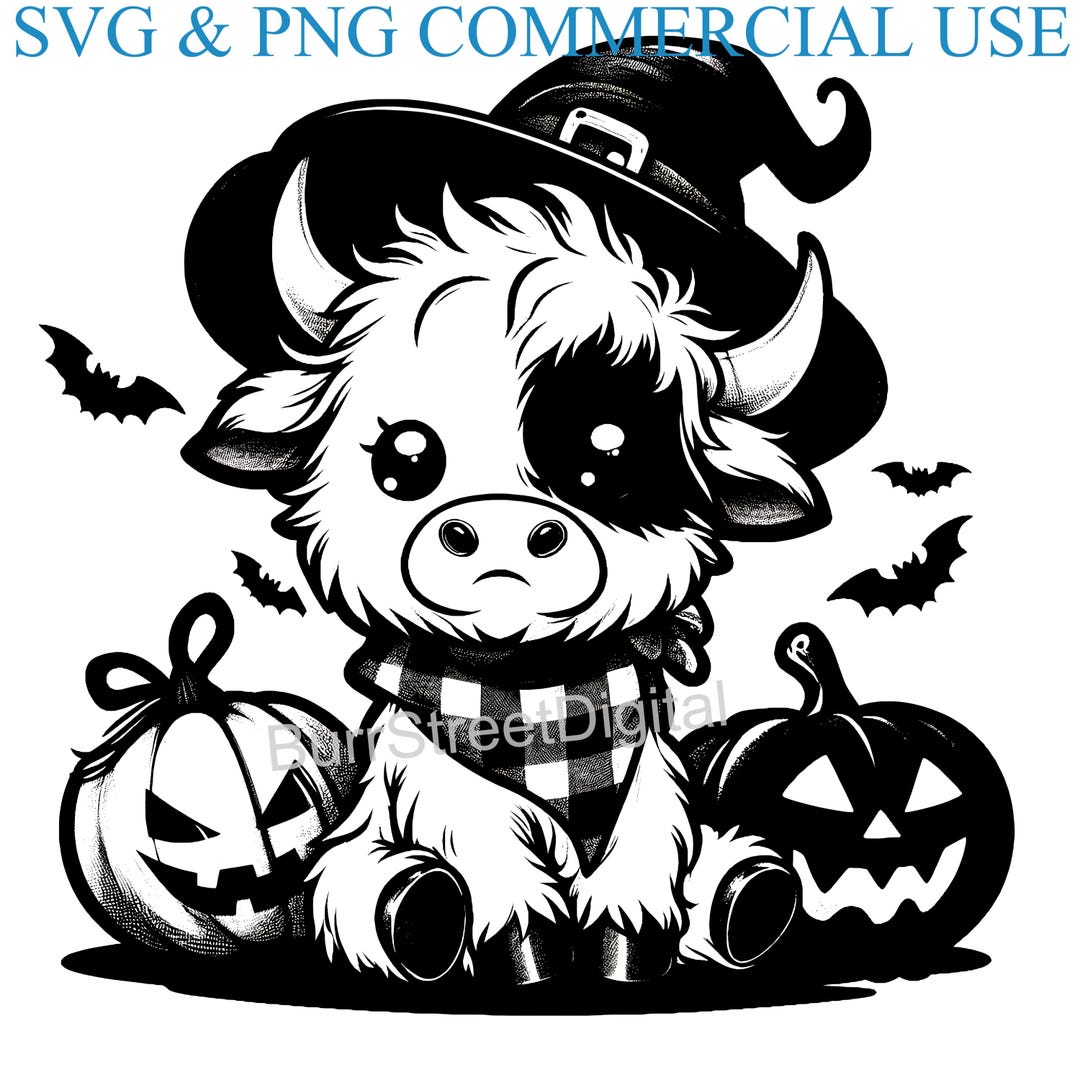 Adorable Halloween Cow SVG & PNG Digital Files, Vector Graphic Design ...