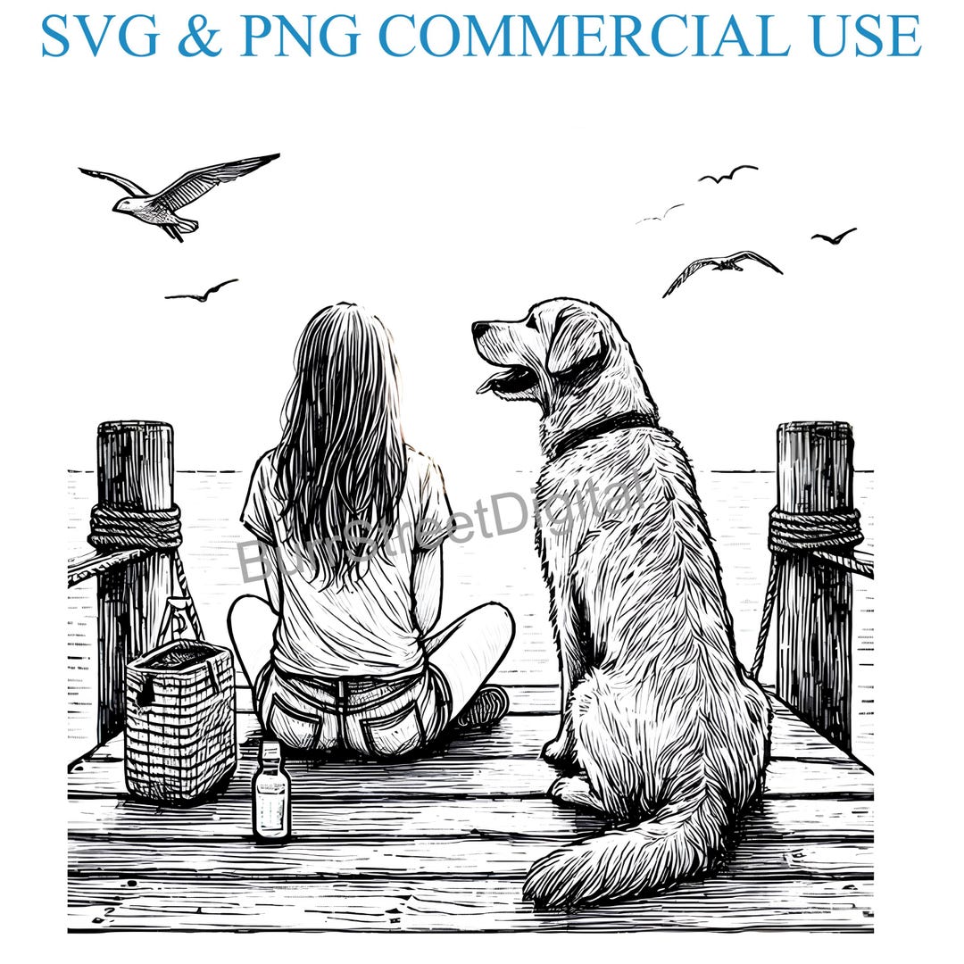 Girl With Dog SVG & PNG Digital Files, Vector Graphic Design Print ...