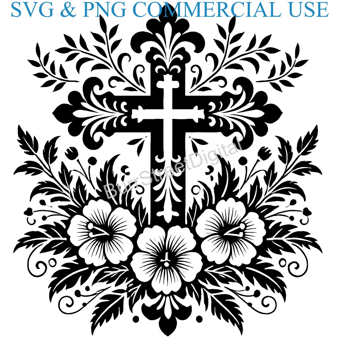 Floral Cross SVG, PNG, Vector Graphic (digital Download) - Etsy