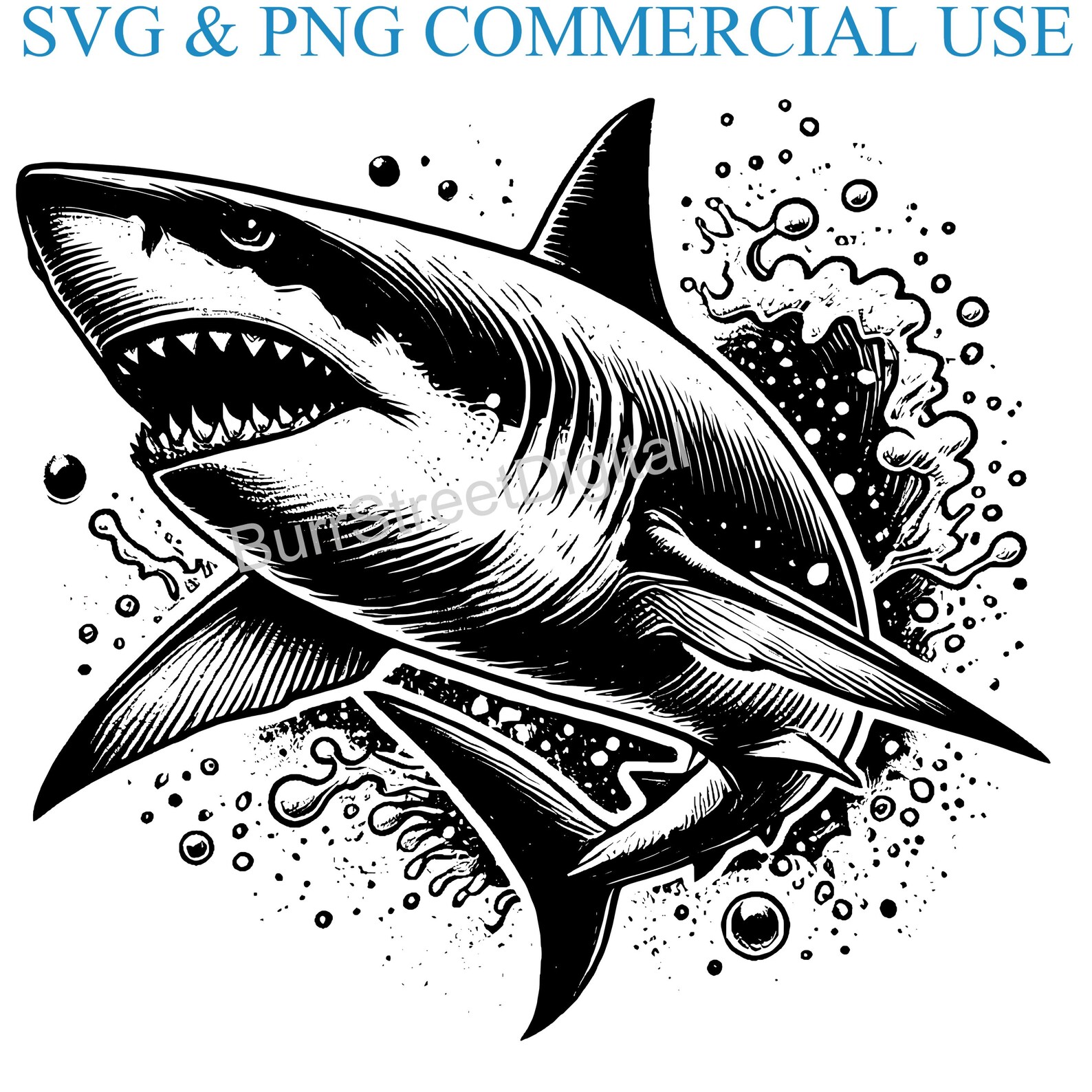 Shark SVG & PNG Digital Files for Cricut, Vector Graphic Design Cut ...