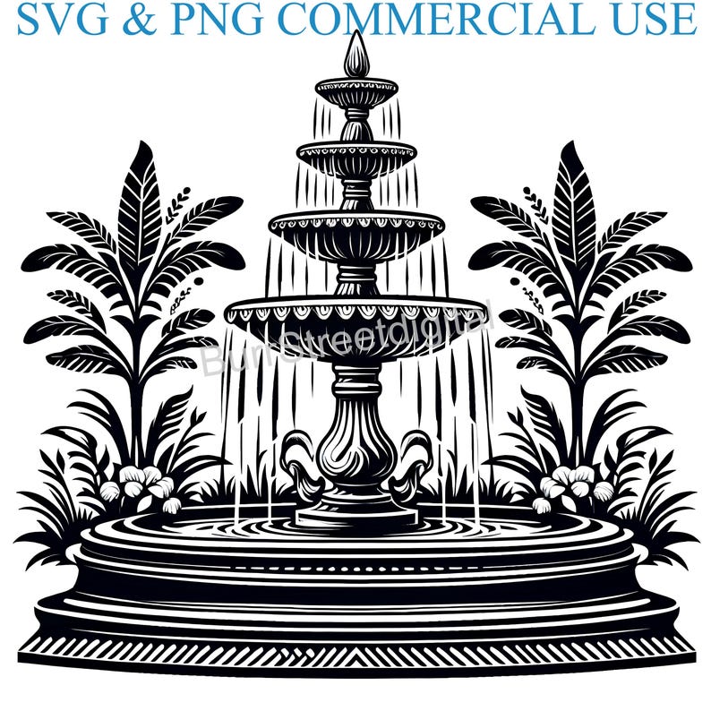 Fountain SVG & PNG Digital Files, Vector Graphic Design Cut Print Laser ...