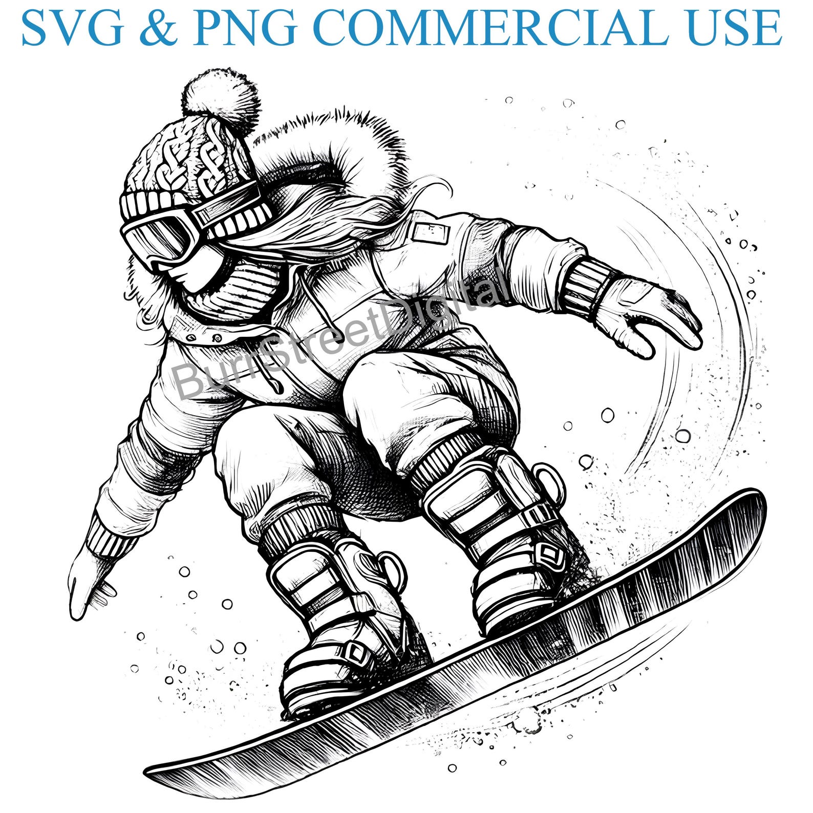 Snowboarding Girl SVG & PNG Digital File, Vector Graphic Design Print ...