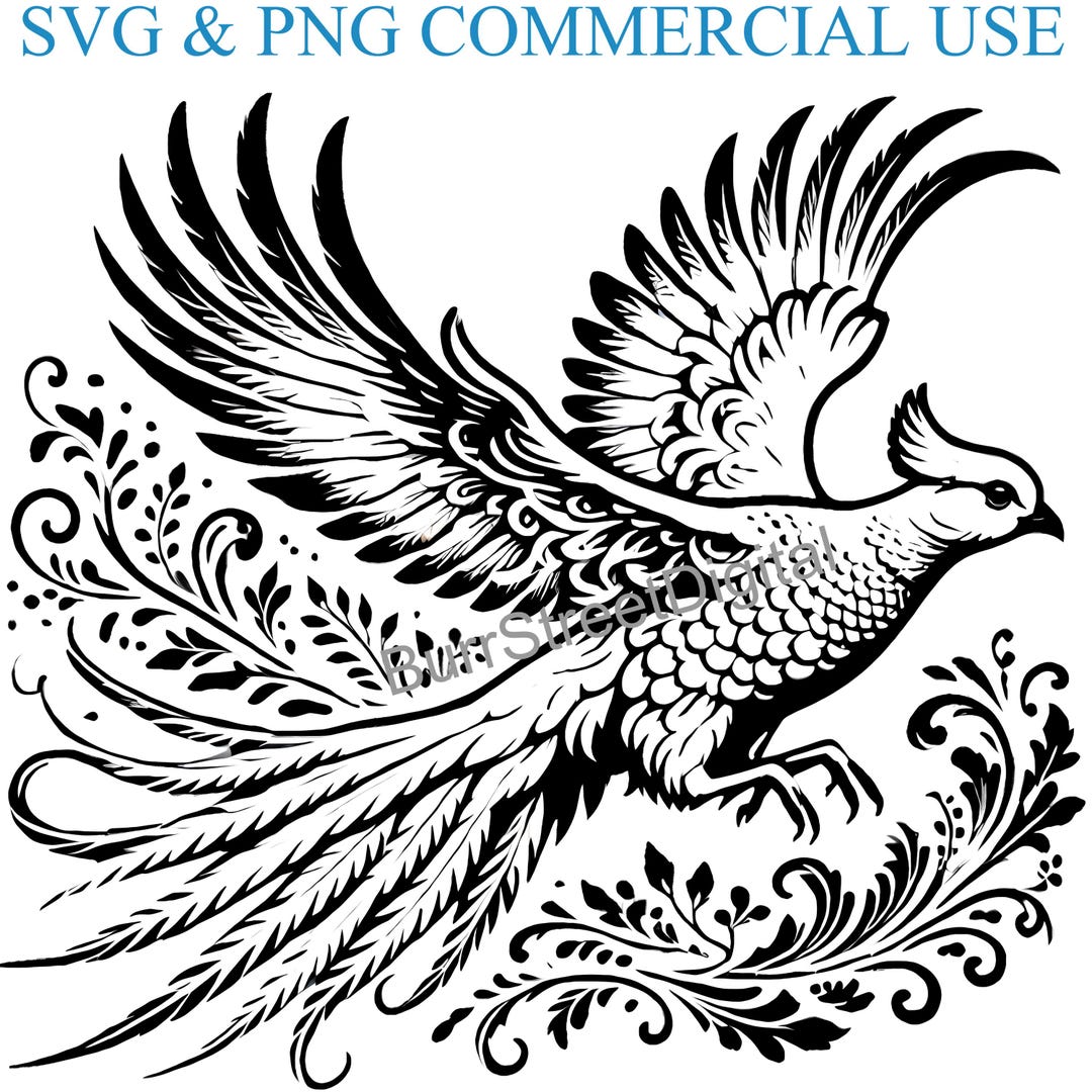 Pheasant SVG & PNG Digital Files, Vector Graphic Design Print Laser ...