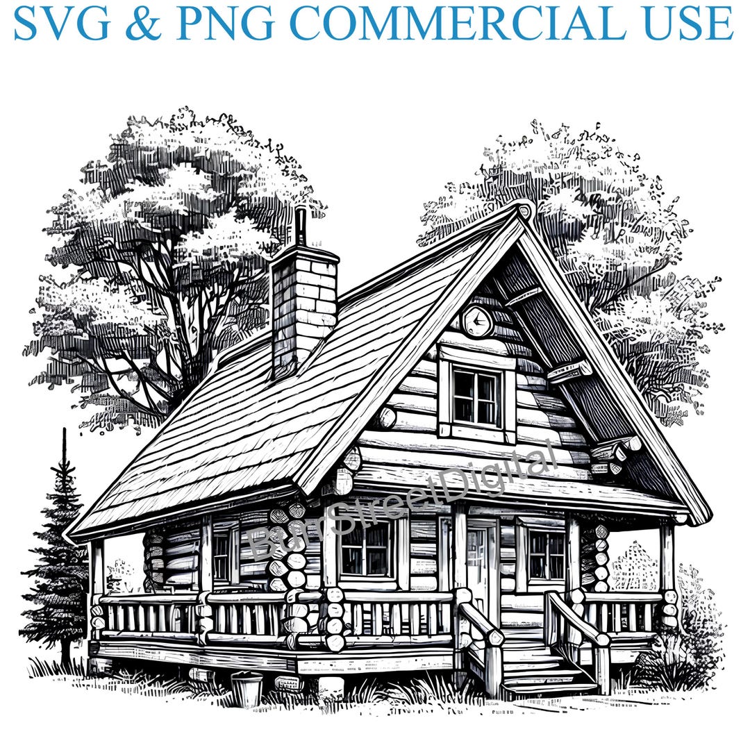 Log Cabin SVG & PNG Digital Files, Vector Graphic Design Print Laser ...