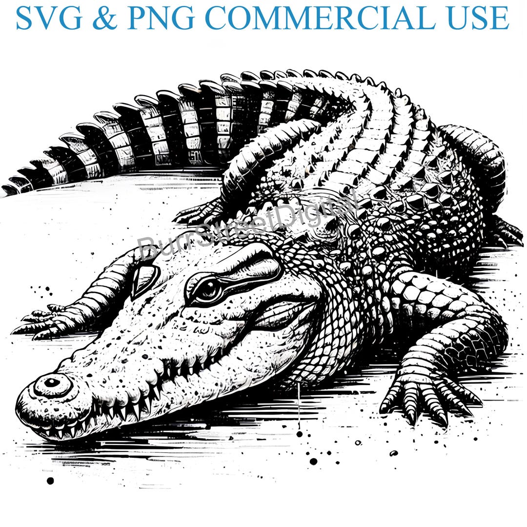 Crocodile SVG & PNG Digital, Vector Graphic Design Print Laser Engrave ...