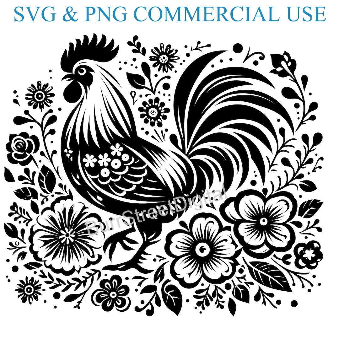 Rooster SVG & PNG Digital Files, Vector Graphic Design Print Laser ...