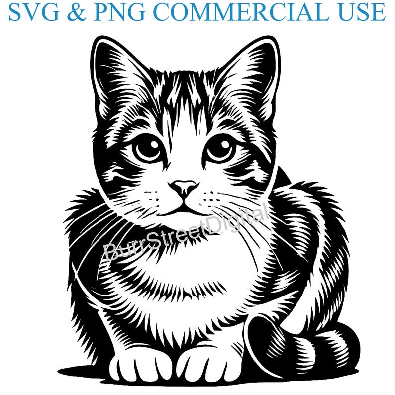 Tabby Cat SVG & PNG Digital Files, Vector Graphic Design Cut Print ...