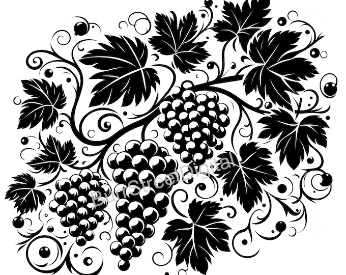 Grapes Svg. Grape Vine Pattern Svg. Grape Vine Ornament Svg. Grapes ...