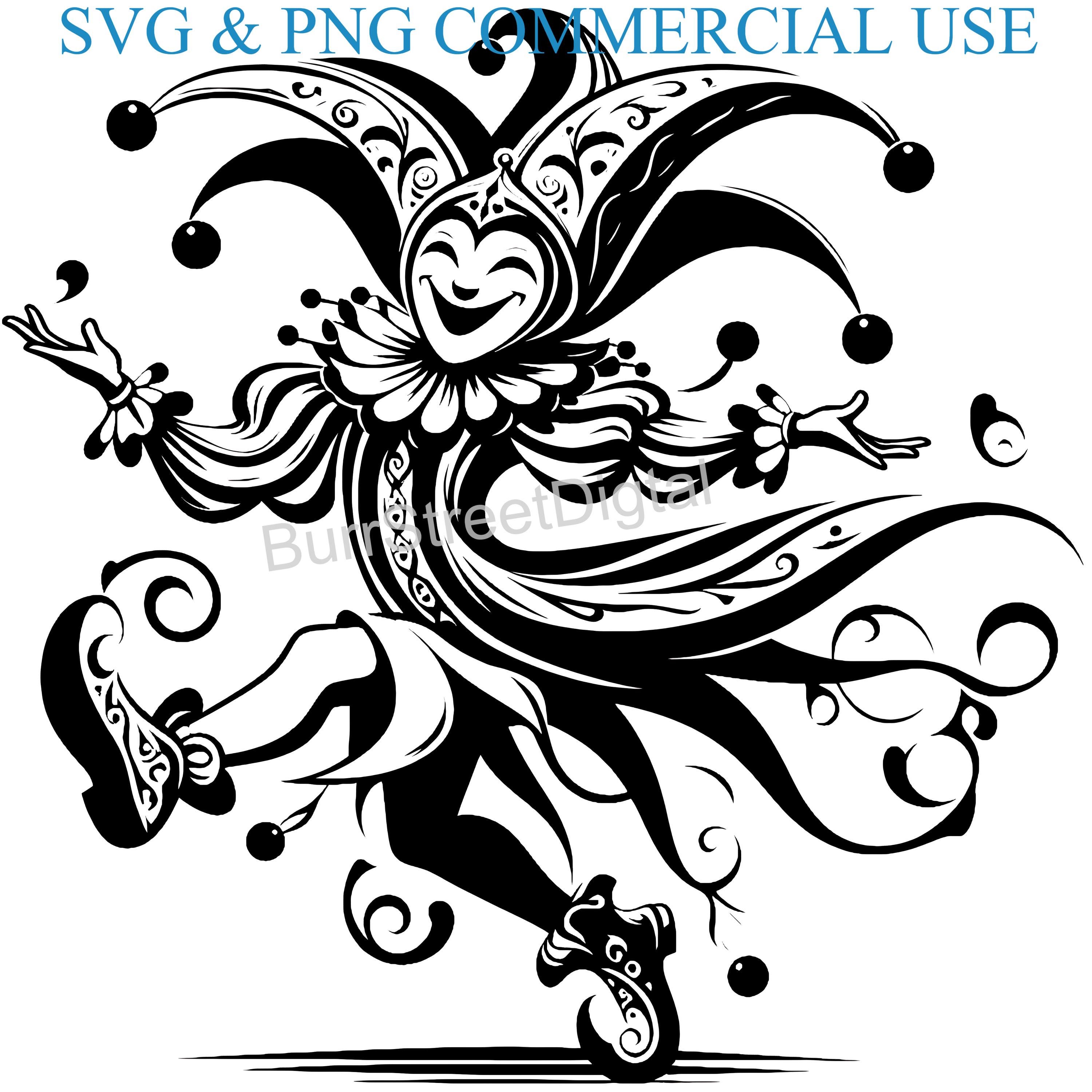 Jester SVG & PNG Digital Files, Vector Graphic Design Print Laser ...
