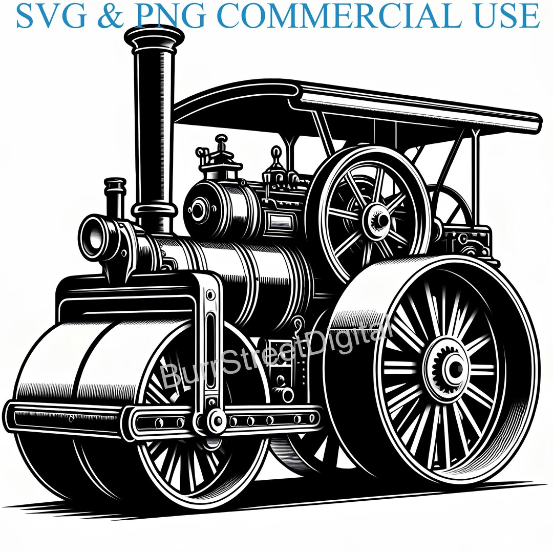 Vintage Steam Roller SVG & PNG Digital Files, Vector Graphic Design ...