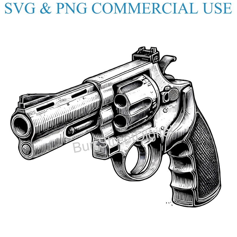 Revolver SVG & PNG Digital Files, Vector Graphic Design Print Laser ...