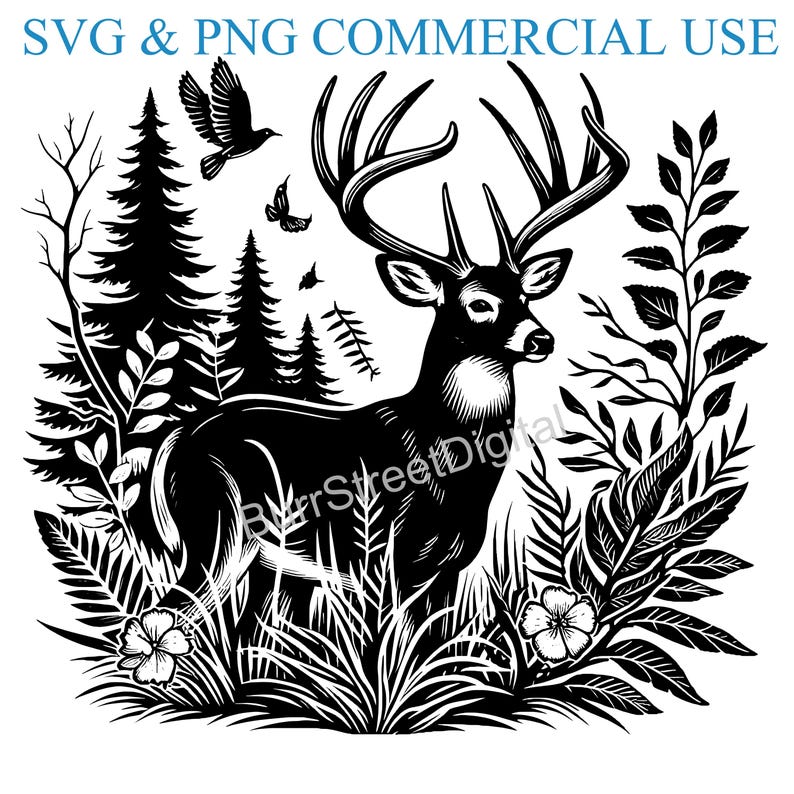 Whitetail Deer SVG & PNG Digital Files for Cricut, Vector Graphic ...