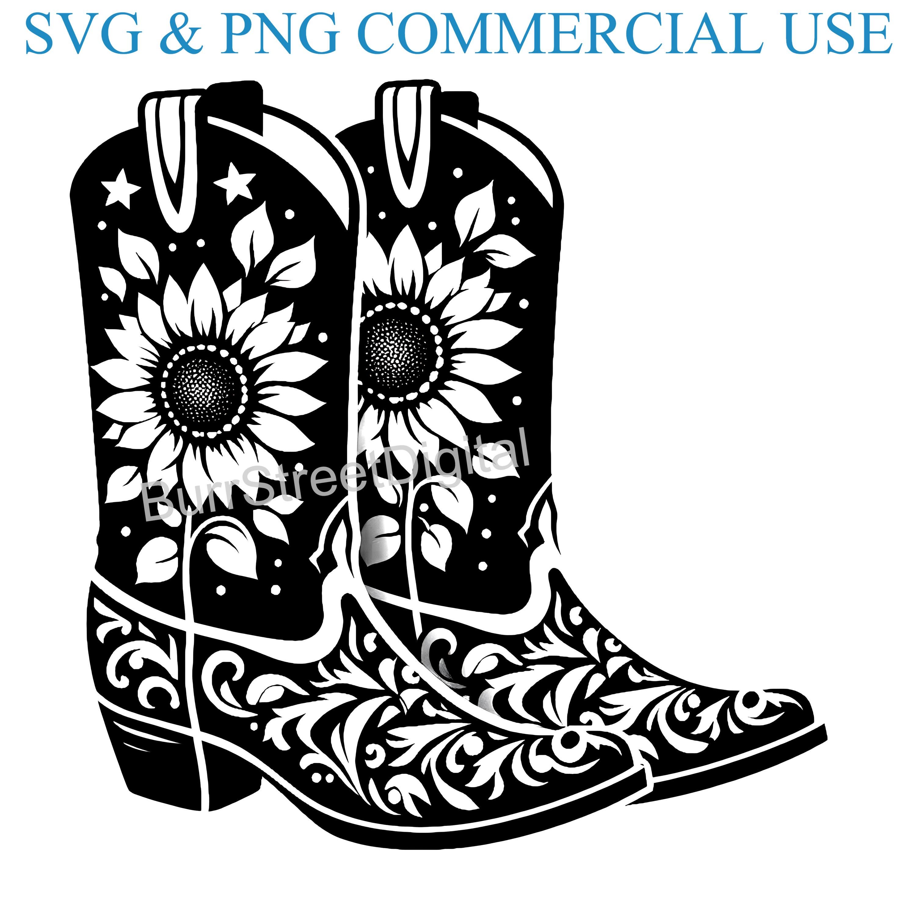 Cowboy Boots SVG & PNG Digital Files, Vector Graphic Design Print Laser ...