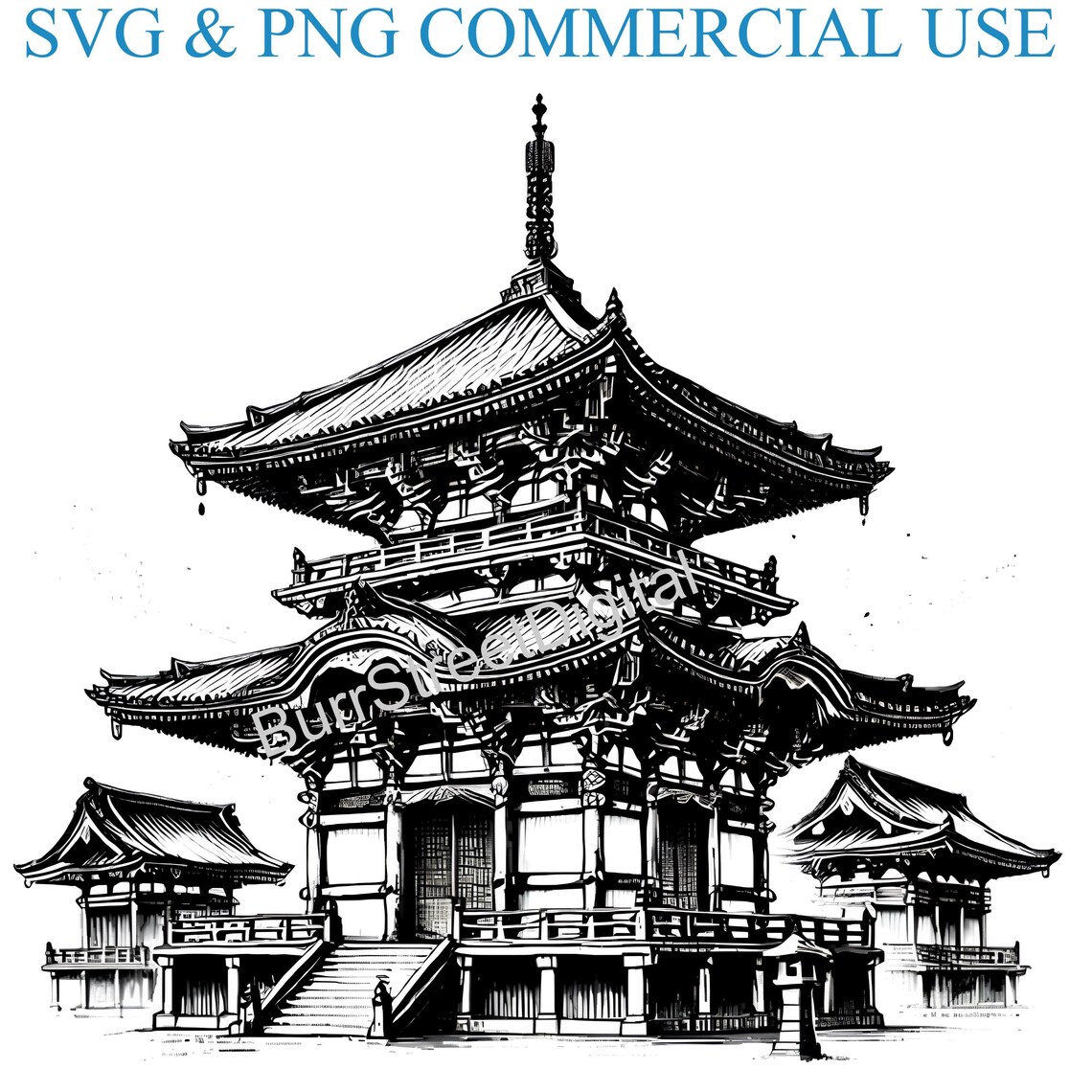 Japanese Temple Vector Graphic, Laser Engrave Files (SVG & PNG Digital ...