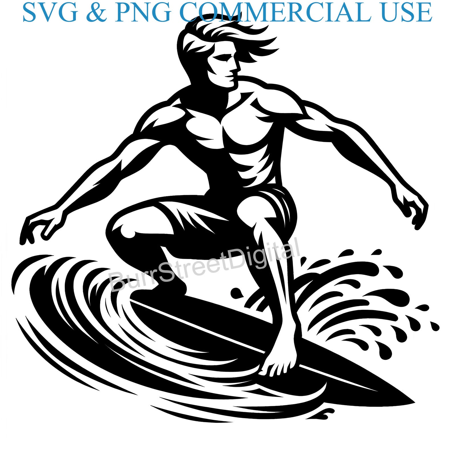 Surfer SVG & PNG Digital Files, Vector Graphic Design Print Laser ...
