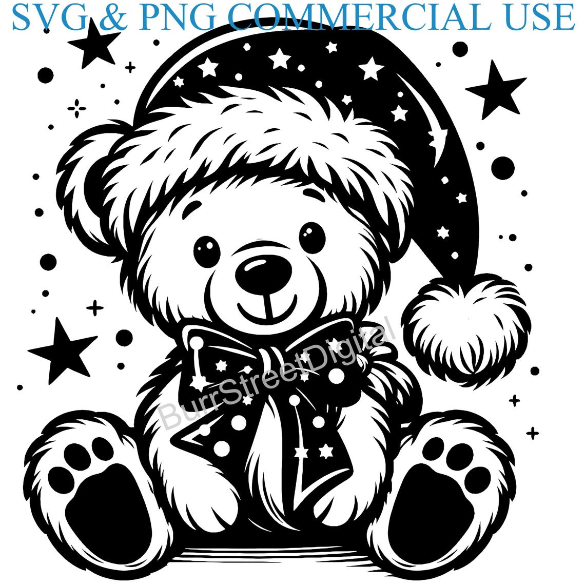Christmas Teddy Bear SVG & PNG Digital Files, Vector Graphic Design ...