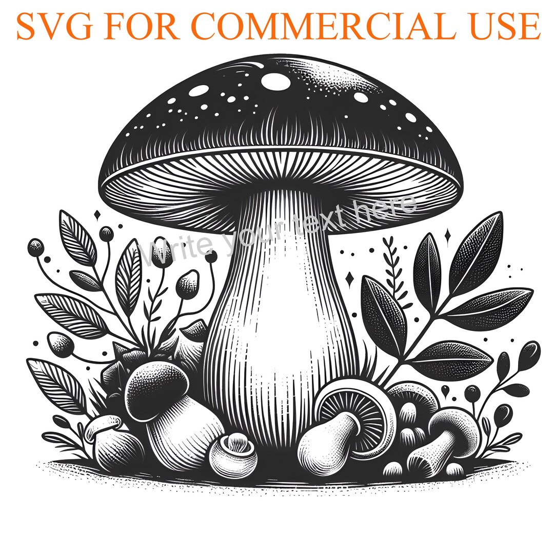 Mushroom SVG Digital File, Vector Graphic Design Print Laser Engrave ...