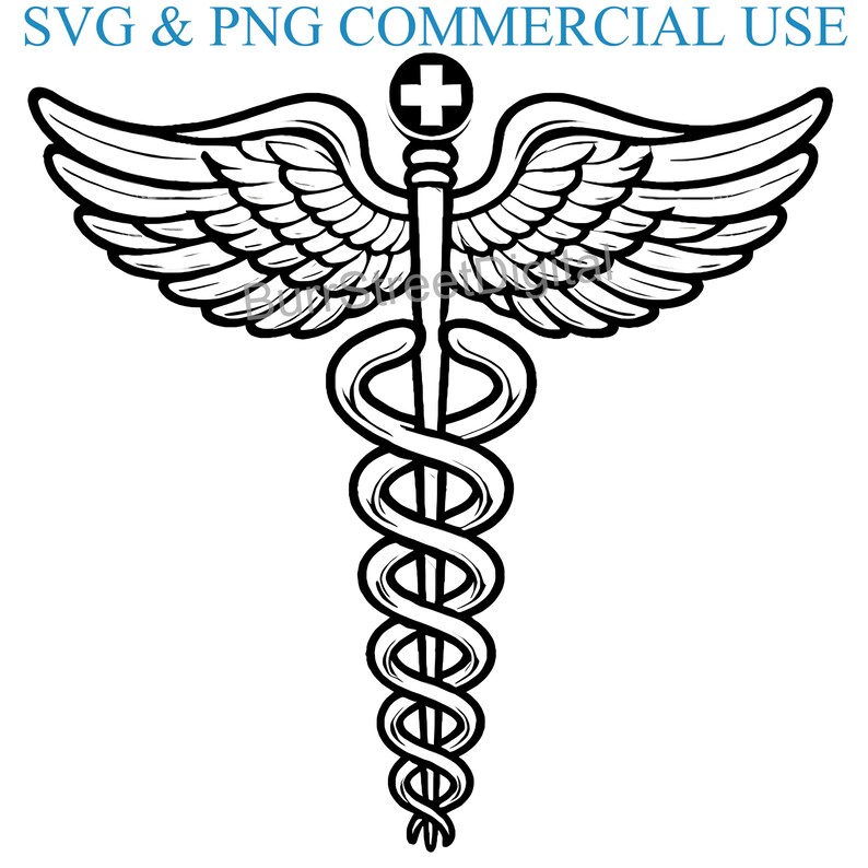 Caduceus SVG & PNG Digital Files, Vector Graphic Design Cut Print Laser ...