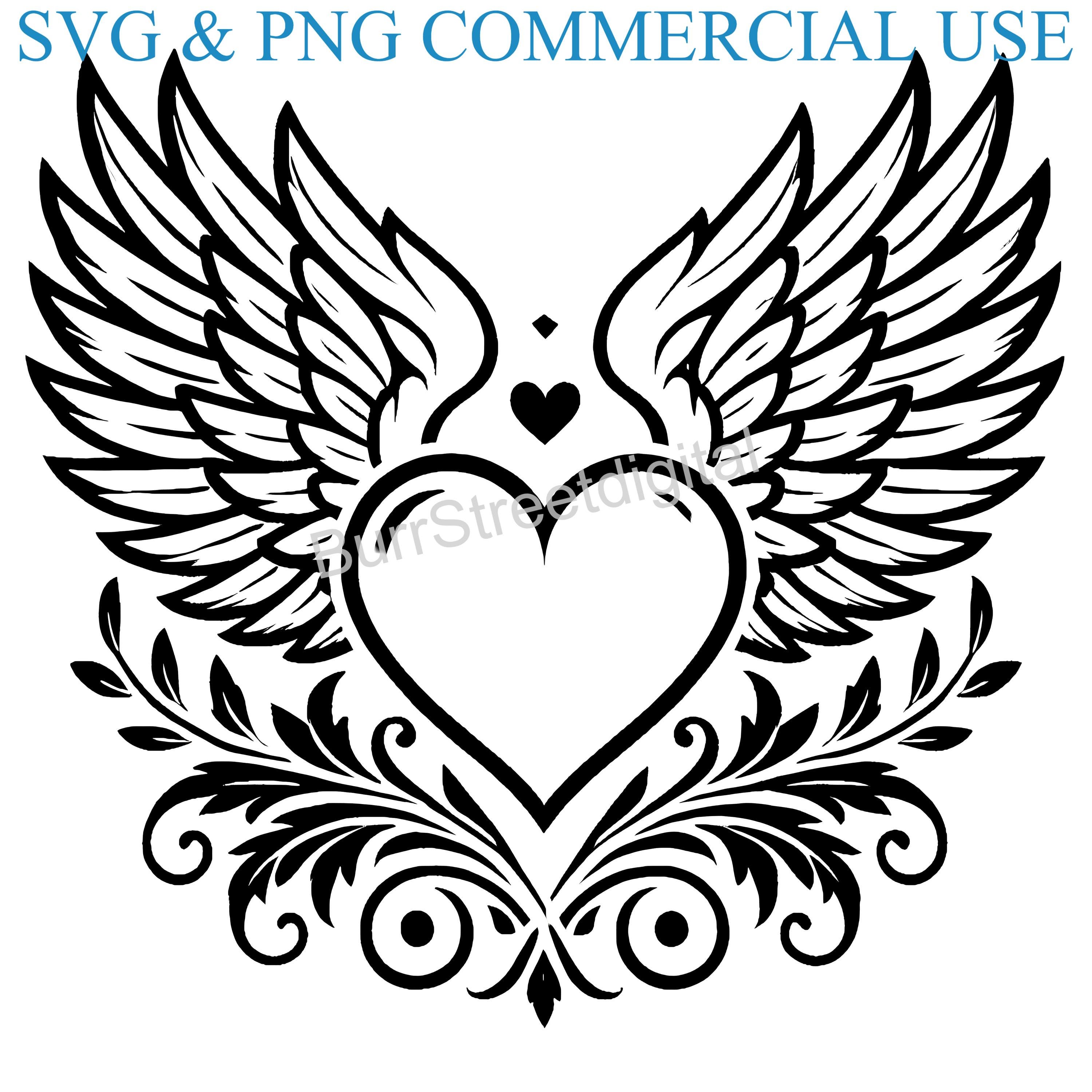 Heart With Angel Wings SVG PNG, Laser Cut Files (digital Download) - Etsy
