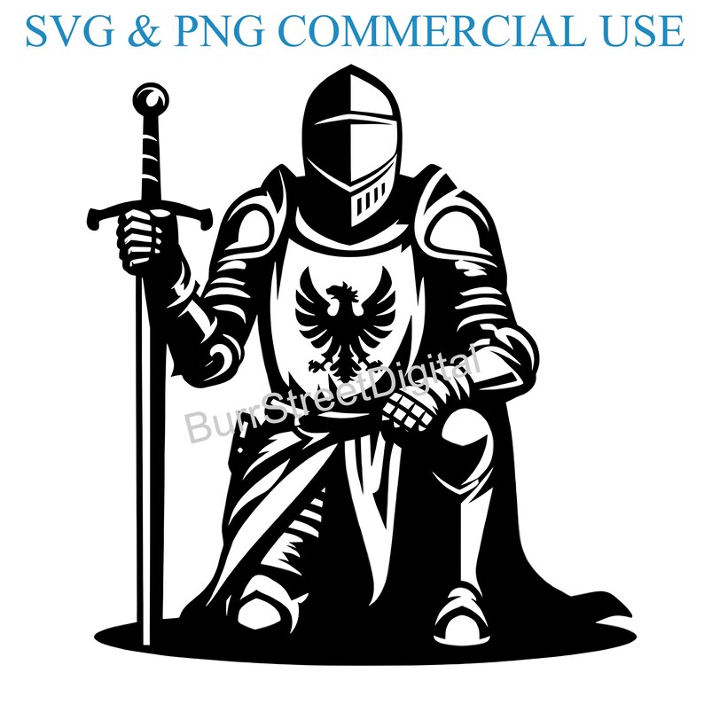 Kneeling Knight SVG & PNG Digital Files, Vector Graphic Design Print ...