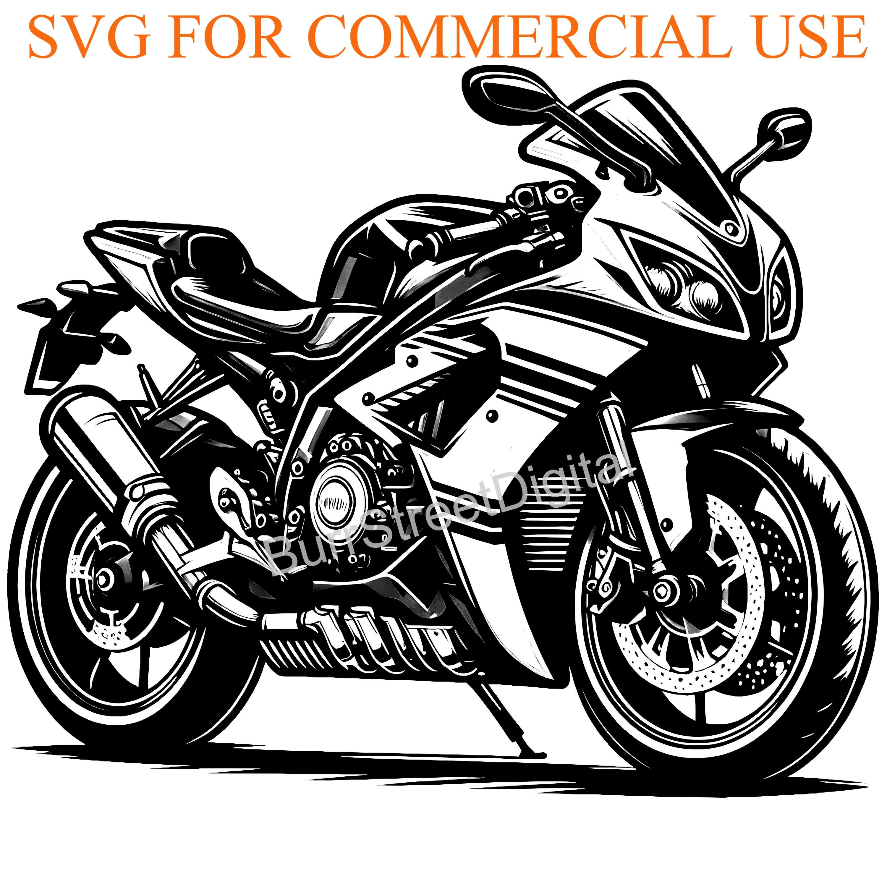 Motorcycle SVG Digital File, Vector Graphic Design Print Laser Engrave ...