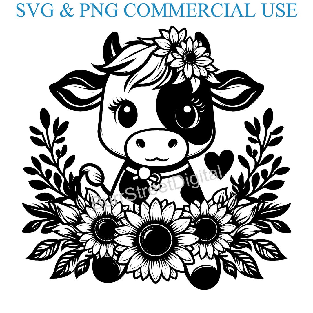 Cow SVG & PNG Digital Files, Vector Graphic Design Print Laser Engrave ...