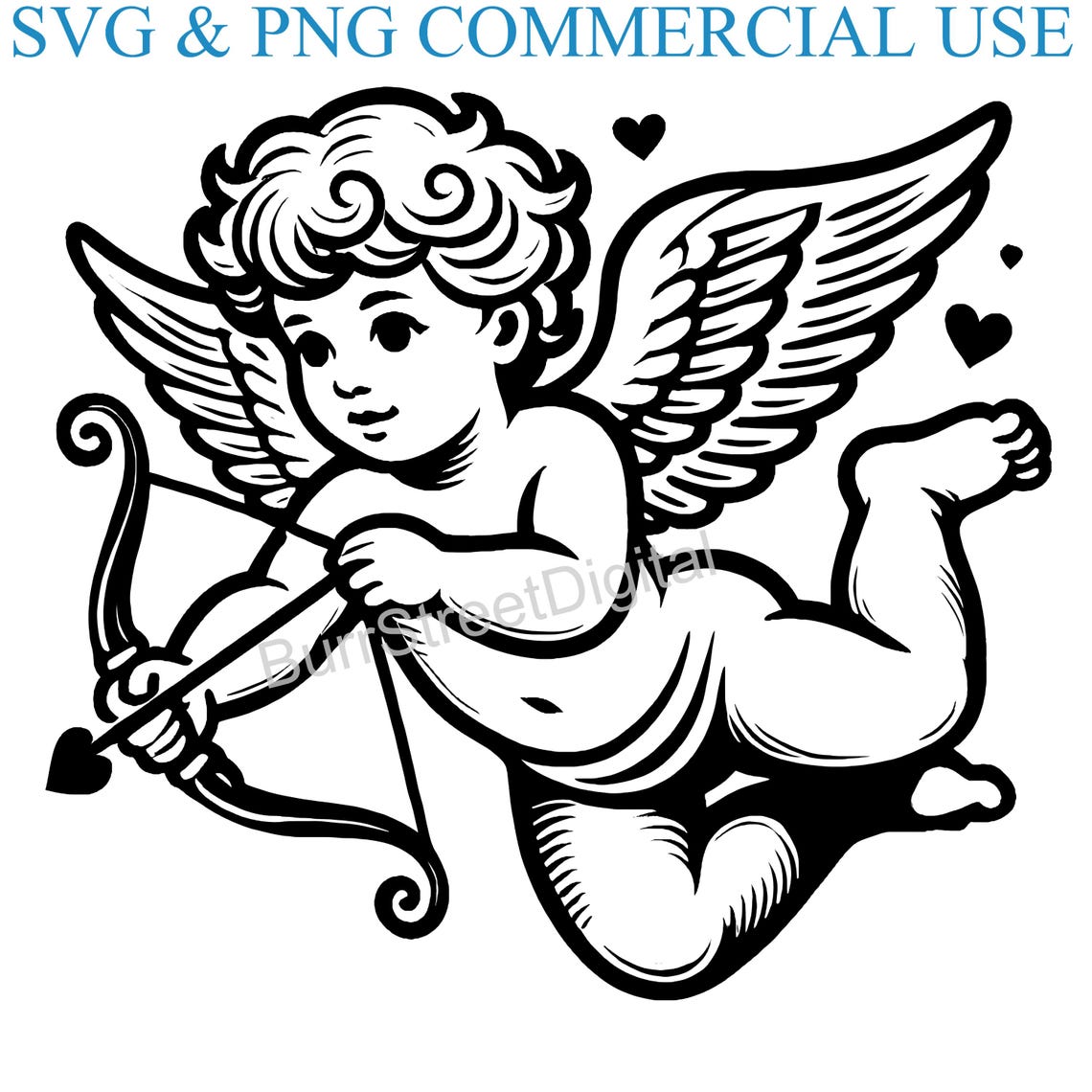 Cupid SVG & PNG Digital Files, Vector Graphic Design Cut Print Laser ...