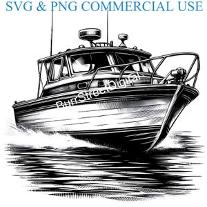 Motorboat SVG: Vector Graphic Design, Laser Engrave Files (digital ...